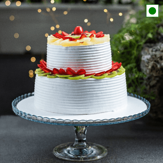 2 Tier Fresh Fruit Cake – Whipped